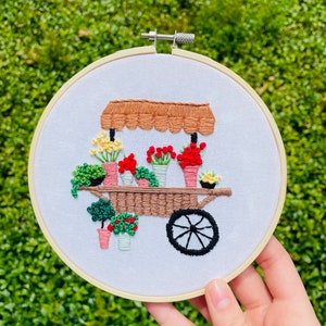 Flower Cart Embroidery - Etsy