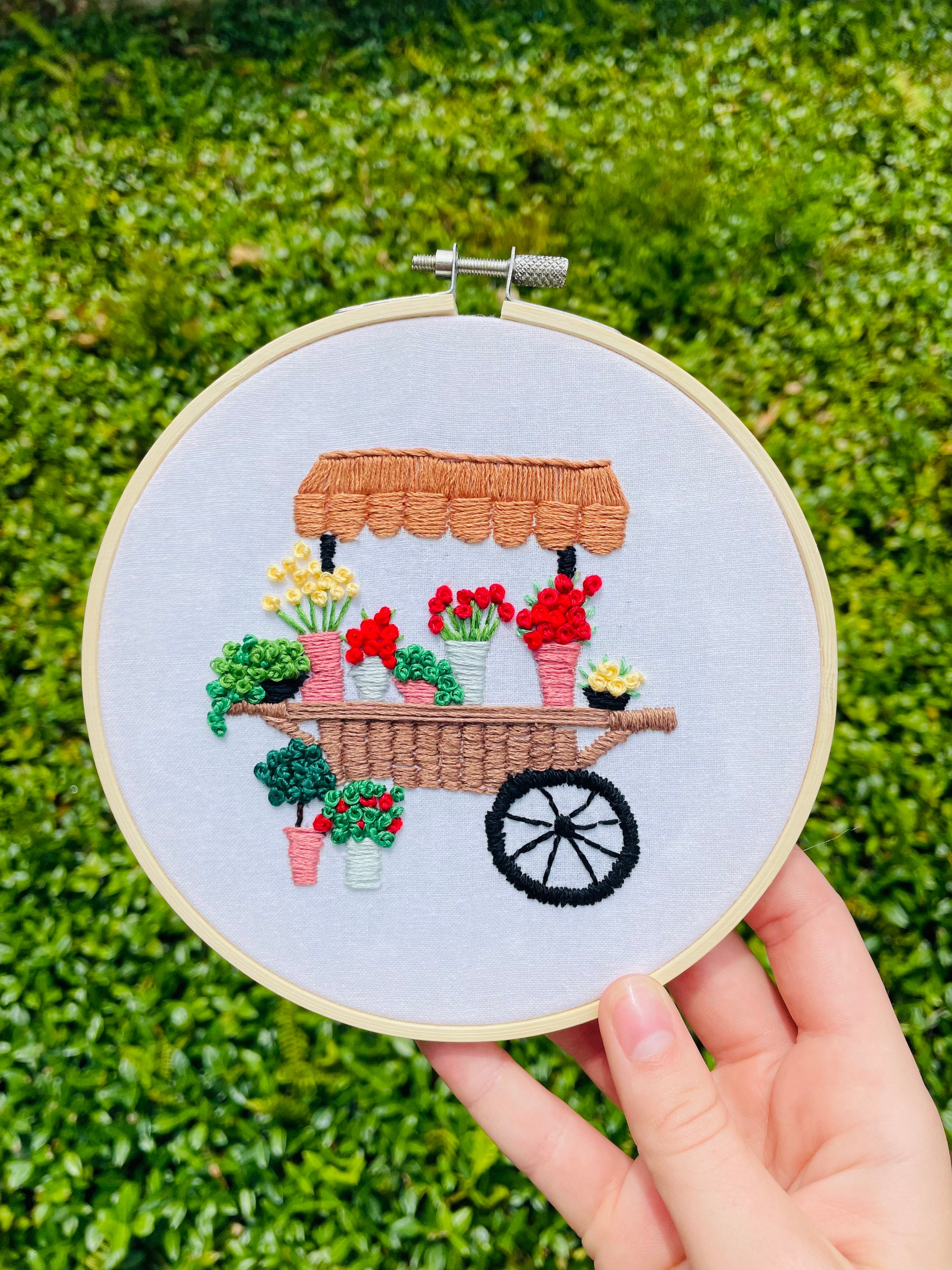 Flower Cart Embroidery - Etsy