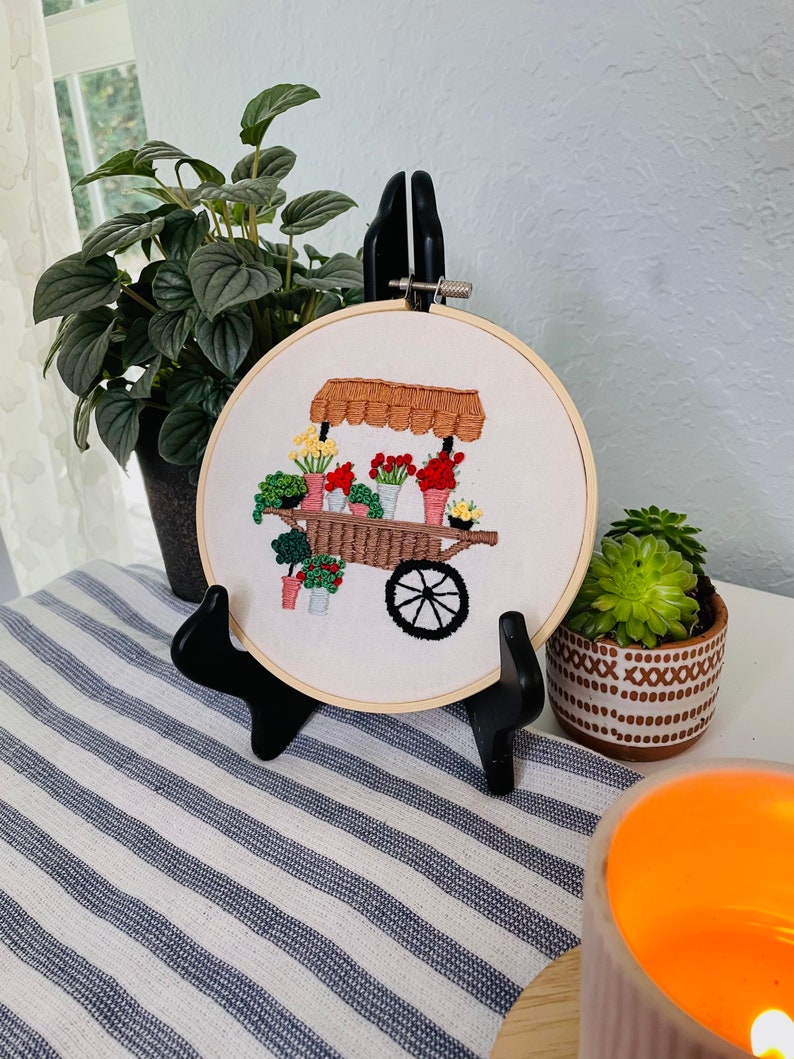 Flower Cart Embroidery - Etsy