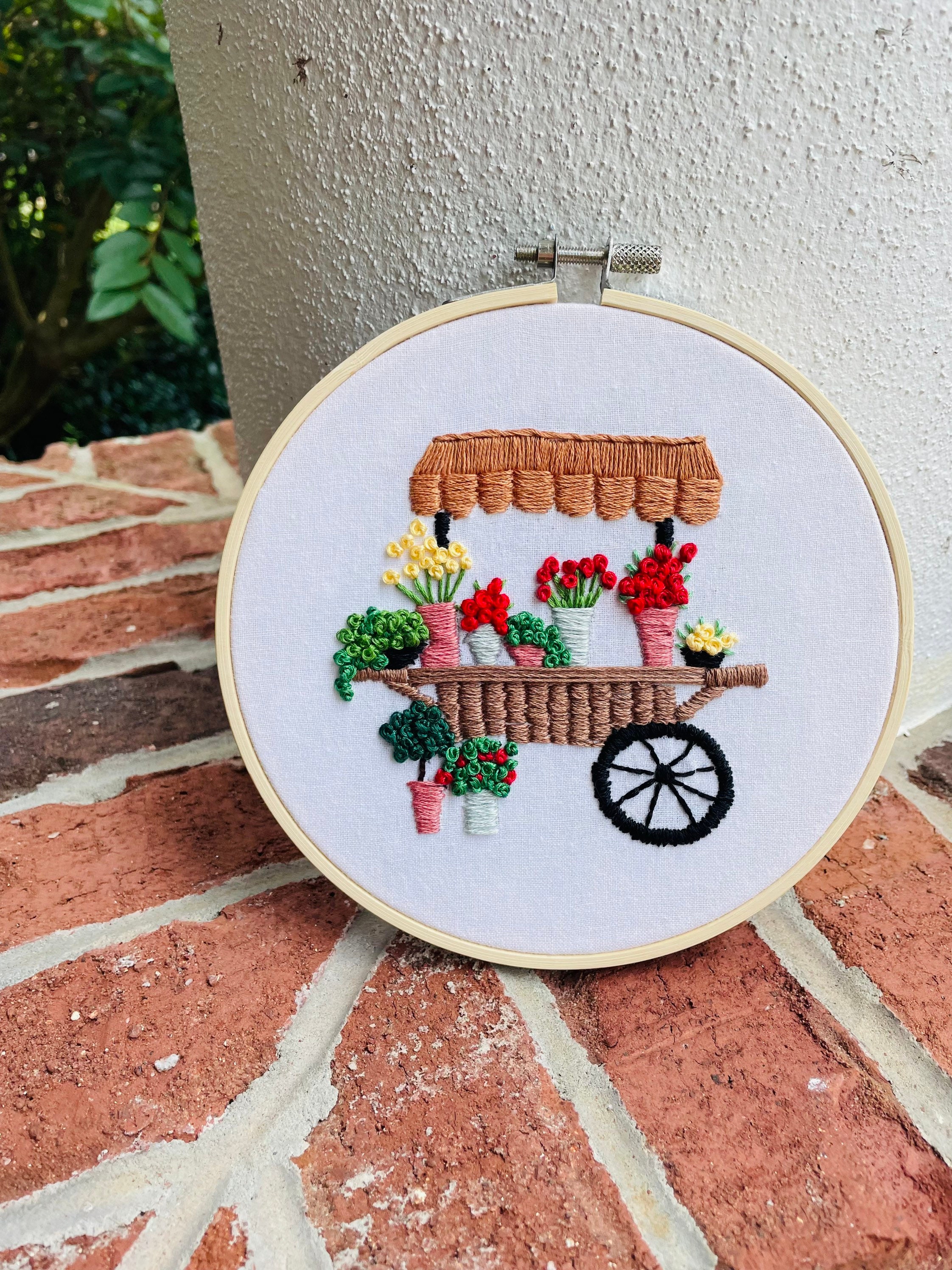 Flower Cart Embroidery - Etsy