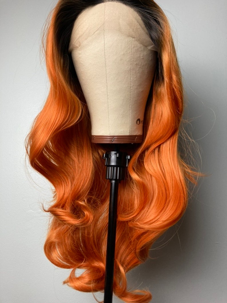 Black Rooted,pumpkin Orange Wig,orange and Black Wig,orange Wig With ...