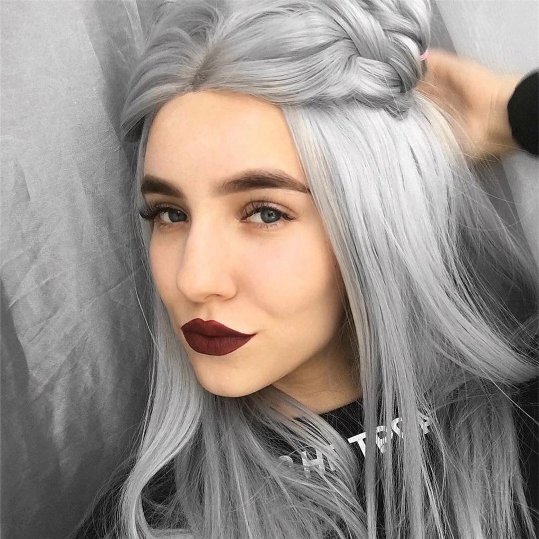 Gray Wigsgrey Wig,silver Gray Lace Wig,gray Long Wigs,grey Straight ...