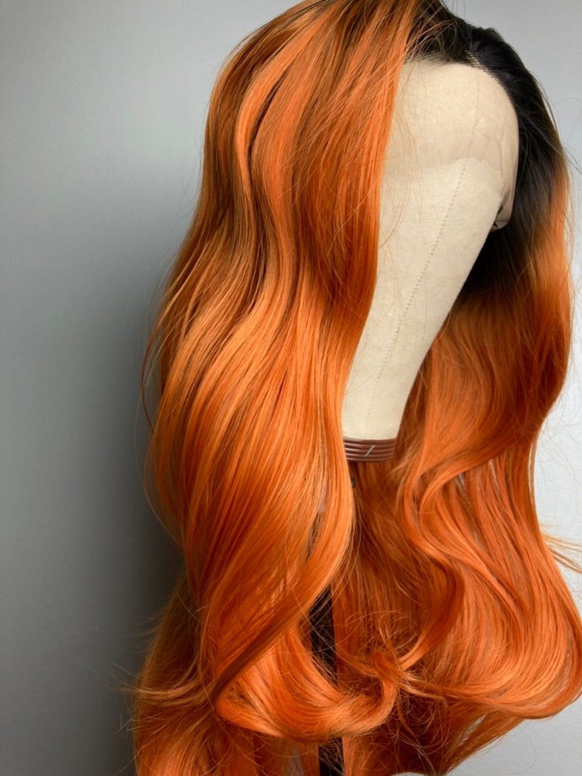 Black Rooted,pumpkin Orange Wig,orange and Black Wig,orange Wig With ...