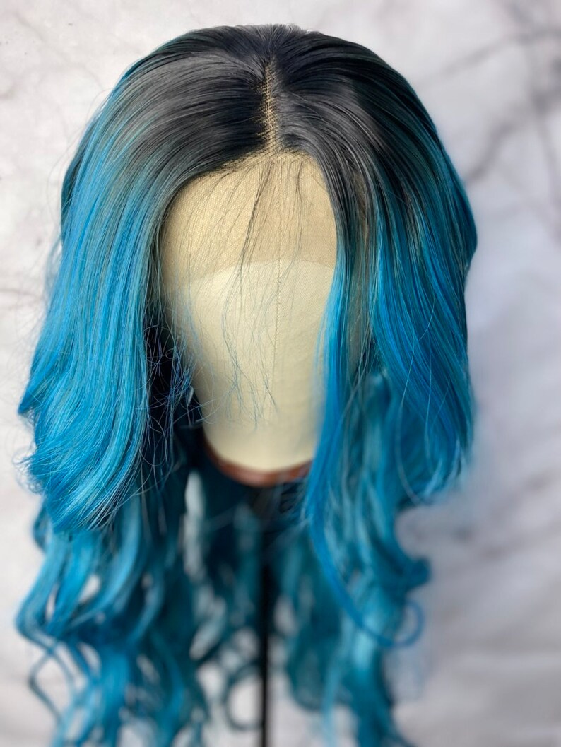 Ombre Blue Wig,lace Front Wig,teal Blue Wig, Cosplay Wigs,blue Wig With ...