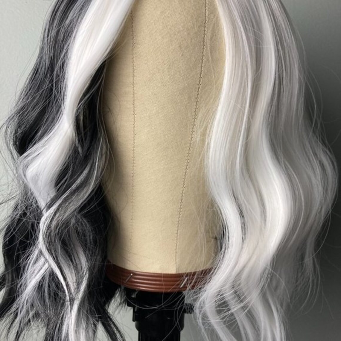 Black and White Crueler Wig,split Dye Wig,black Wig With White Hair ...