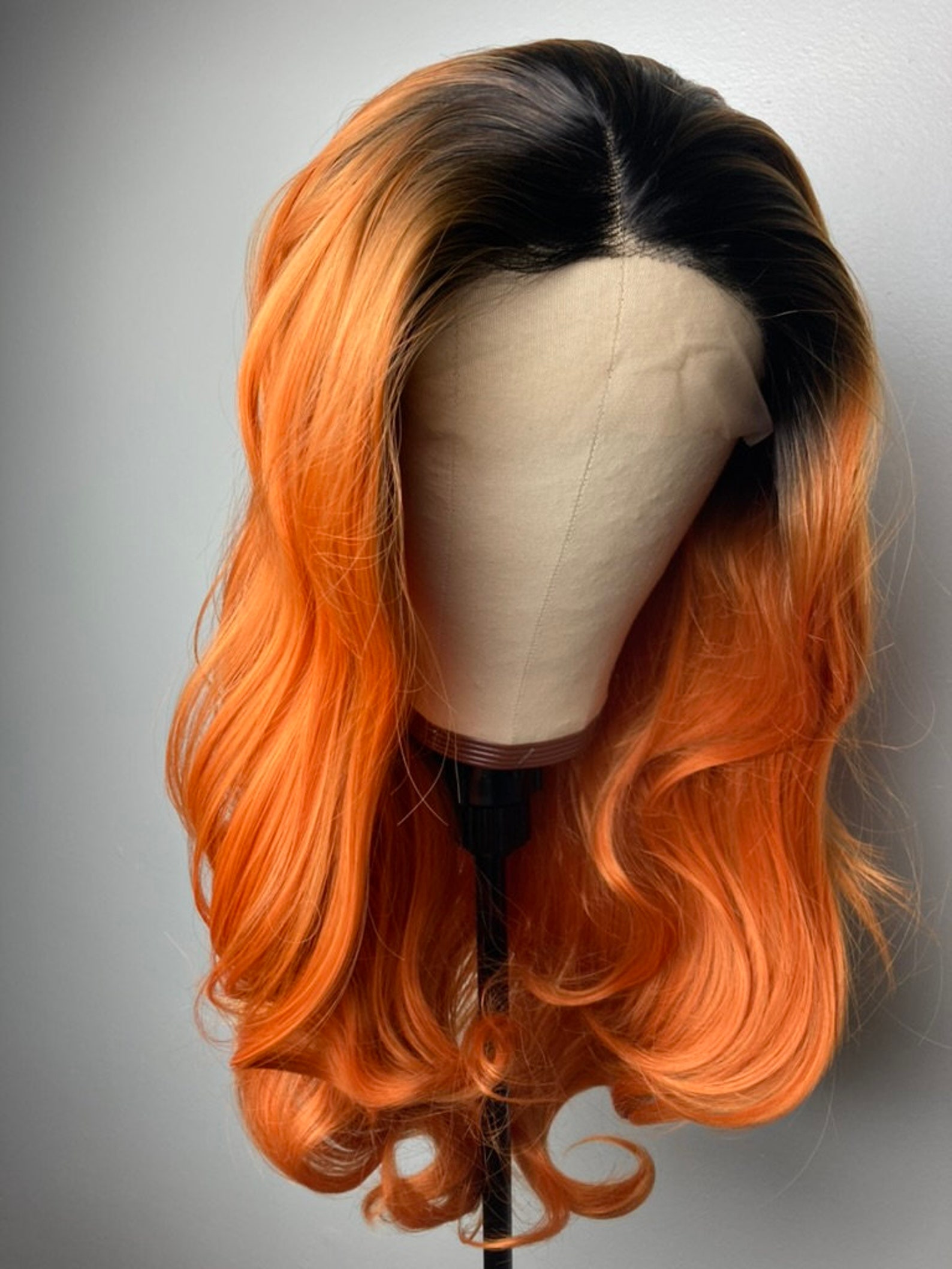 Black Rooted,pumpkin Orange Wig,orange and Black Wig,orange Wig With ...
