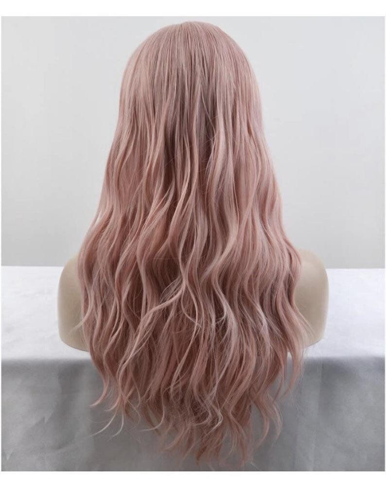 Pastel Pink Wigpink Wig With Bangsrose Pastel Pink Wigrose - Etsy UK