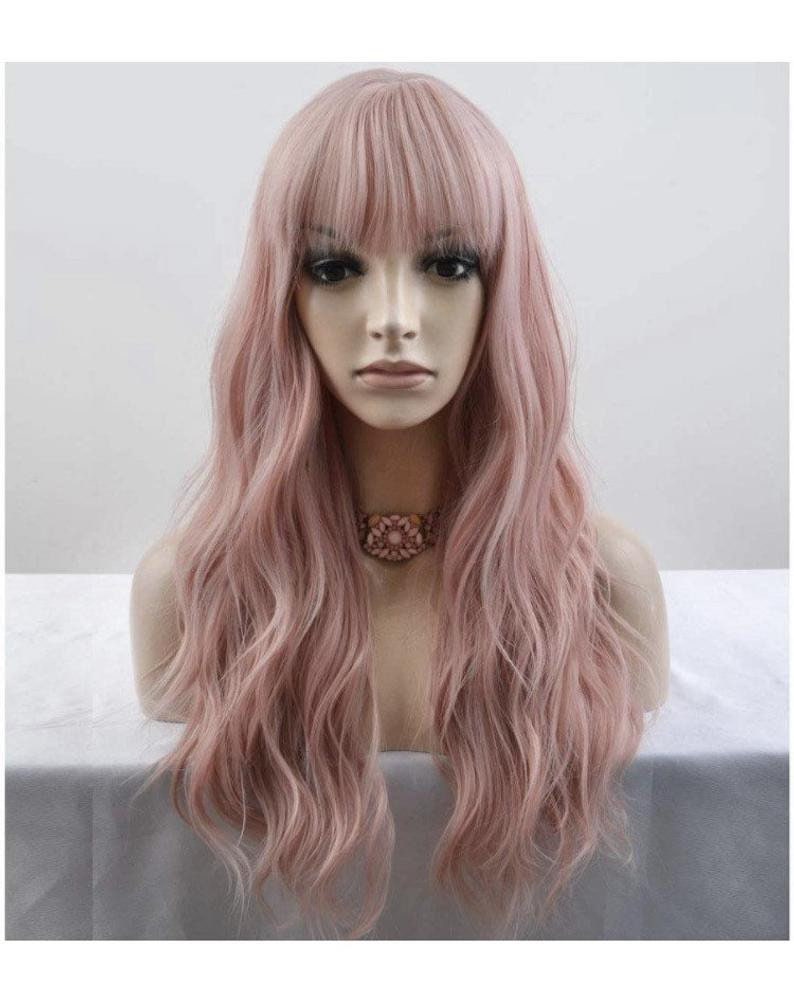 Pastel Pink Wigpink Wig With Bangsrose Pastel Pink Wigrose - Etsy UK