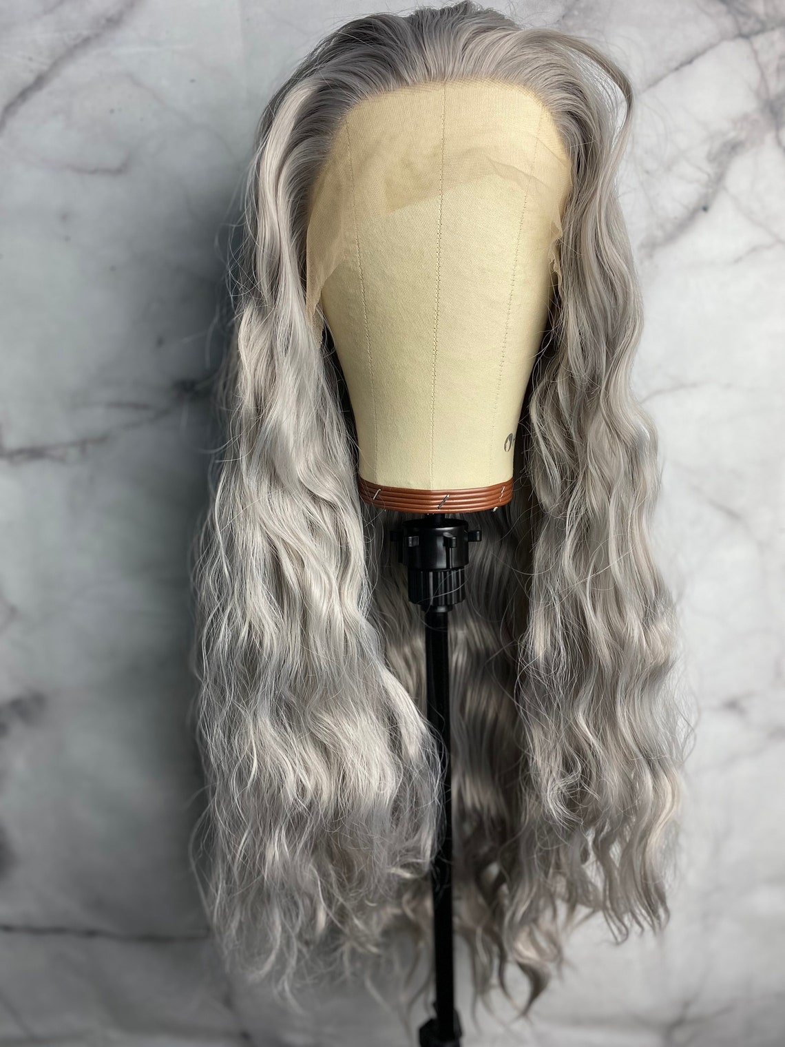 Silver Loose Wavy Wig,lace Front Wiggrey Wig,silver Gray Wig, Kinky ...