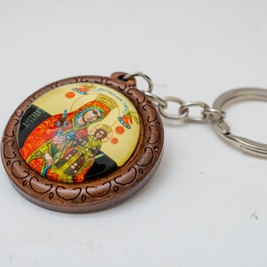 Orthodox Keychain With Mother of God gorgoipikoo Made of Curved Wood ...