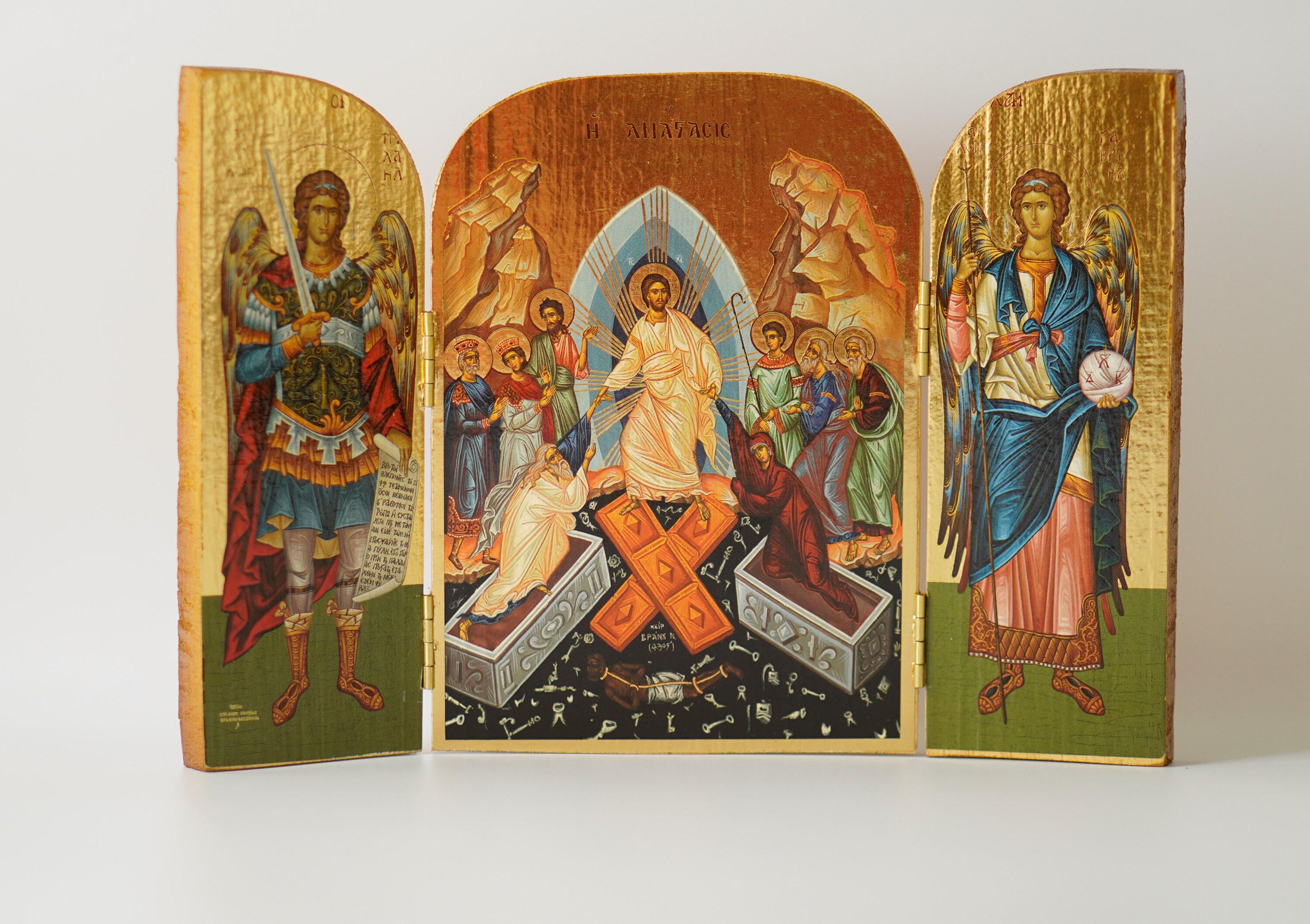 Triptych Wooden Icon With Resurrection of Jesus Christ With | Etsy