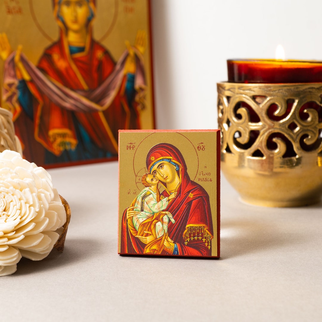 Small Wooden Orthodox Icon With Amazing Details of Virgin Mary sweet ...