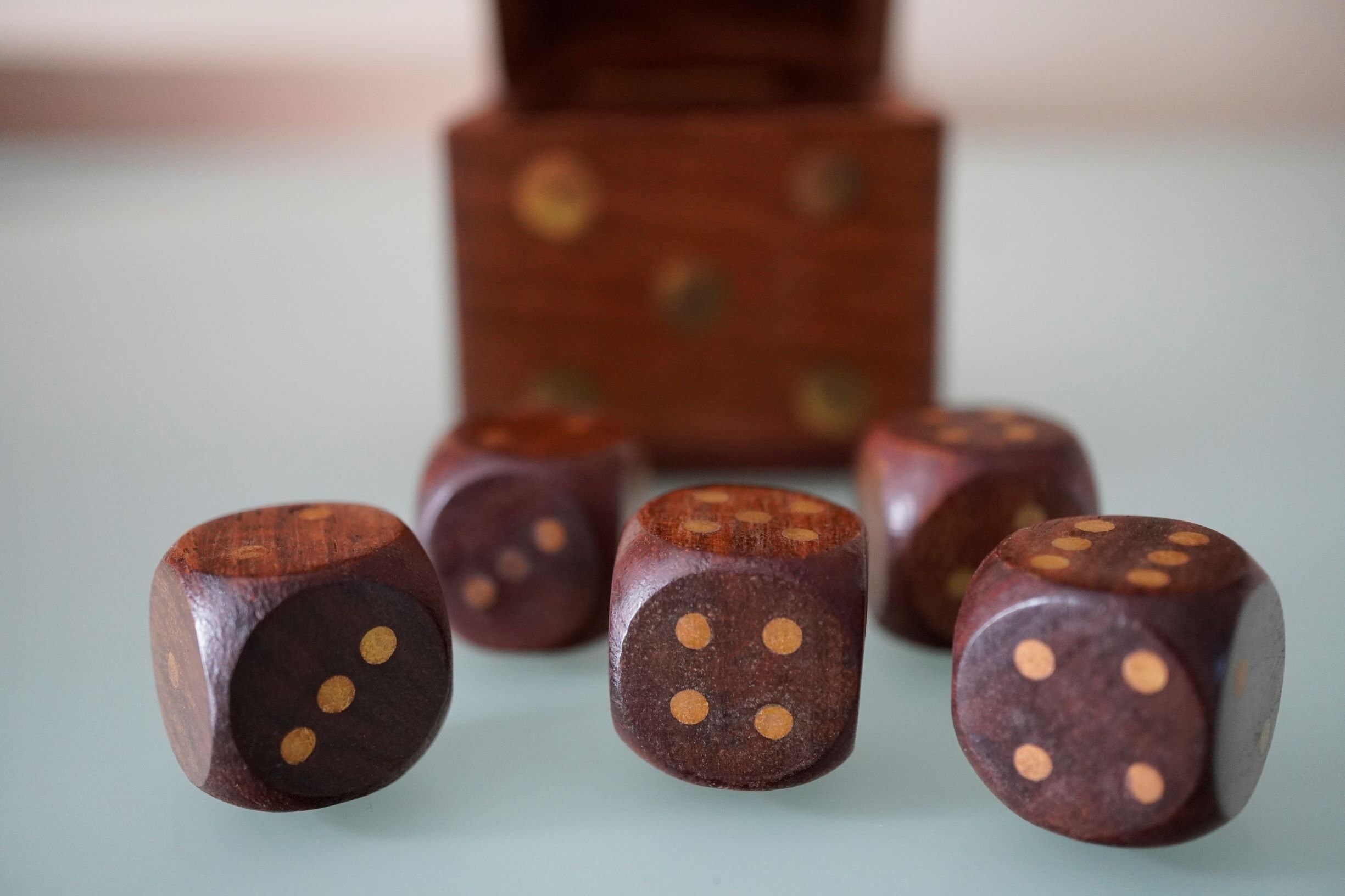 Vintage Wooden Dice Set Box With 5 Dices Inside in Dice - Etsy