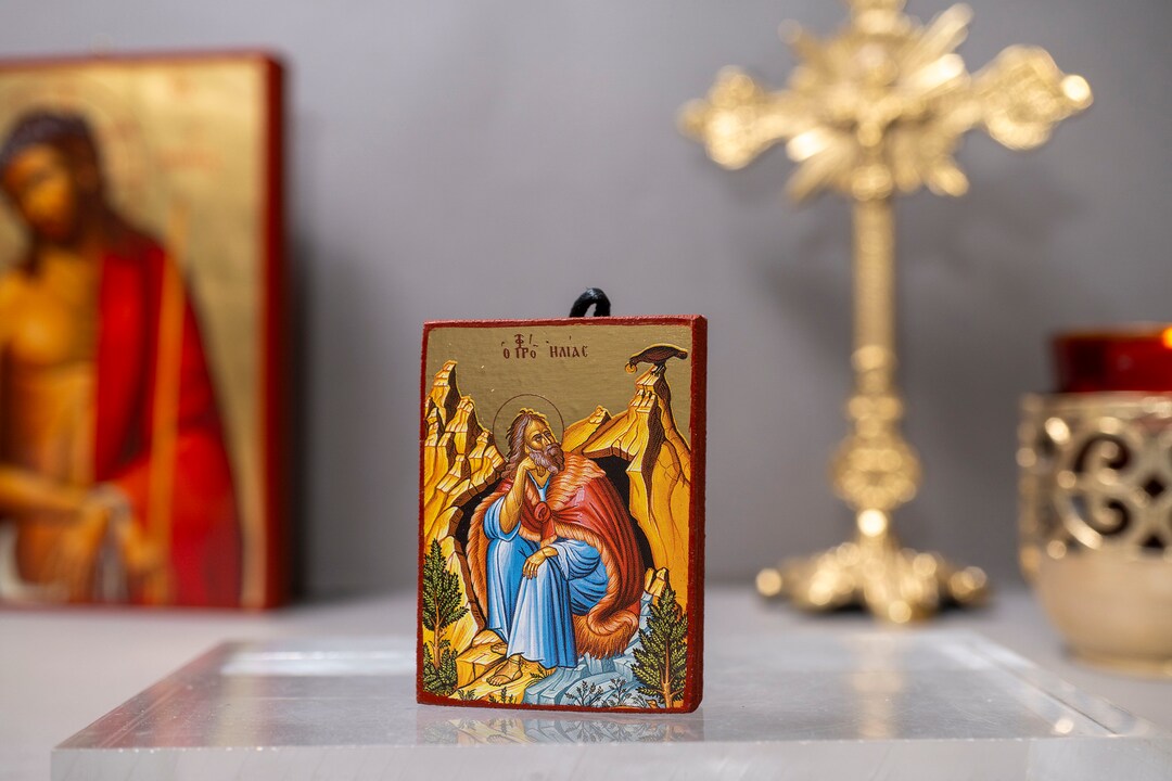 Small Wooden Orthodox Icon With Amazing Details of Prophet Elijah ...