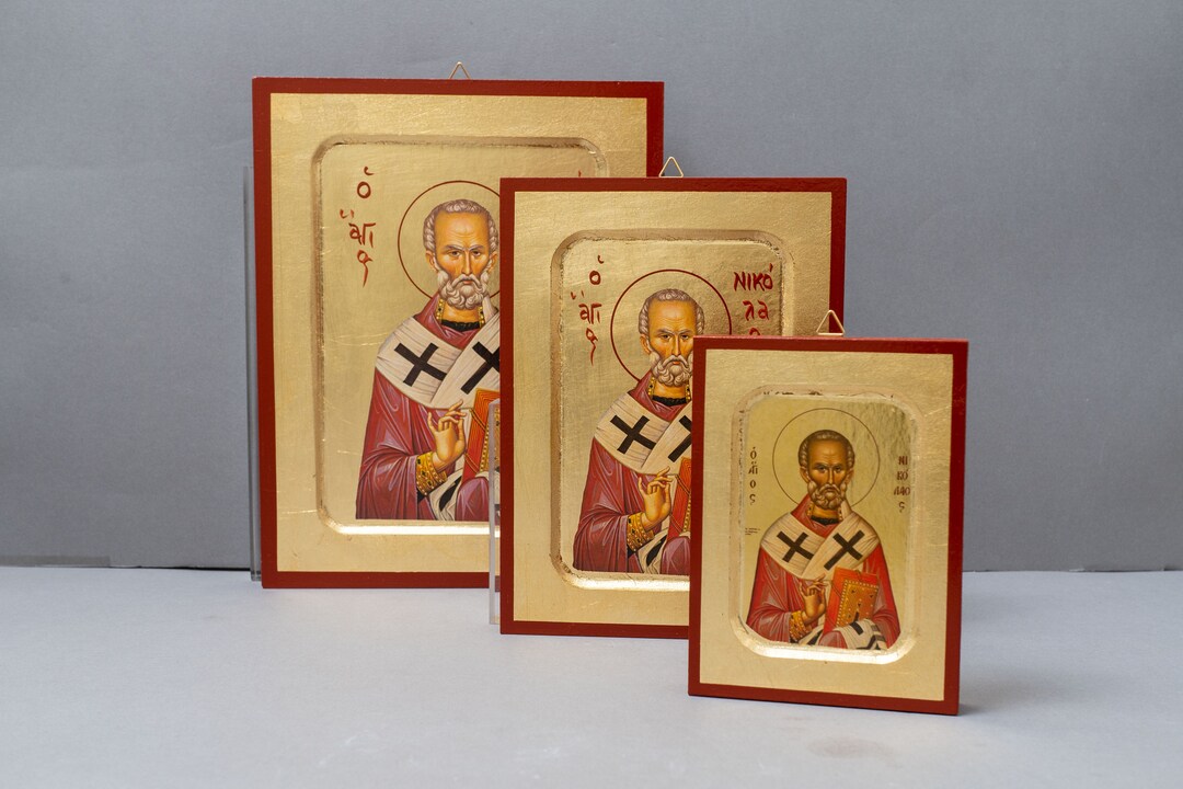 Saint Nicholas Greek Orthodox Icon of St Nick, Byzantine Art Wall ...