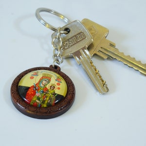 Orthodox Keychain With Mother of God gorgoipikoo Made of Curved Wood ...