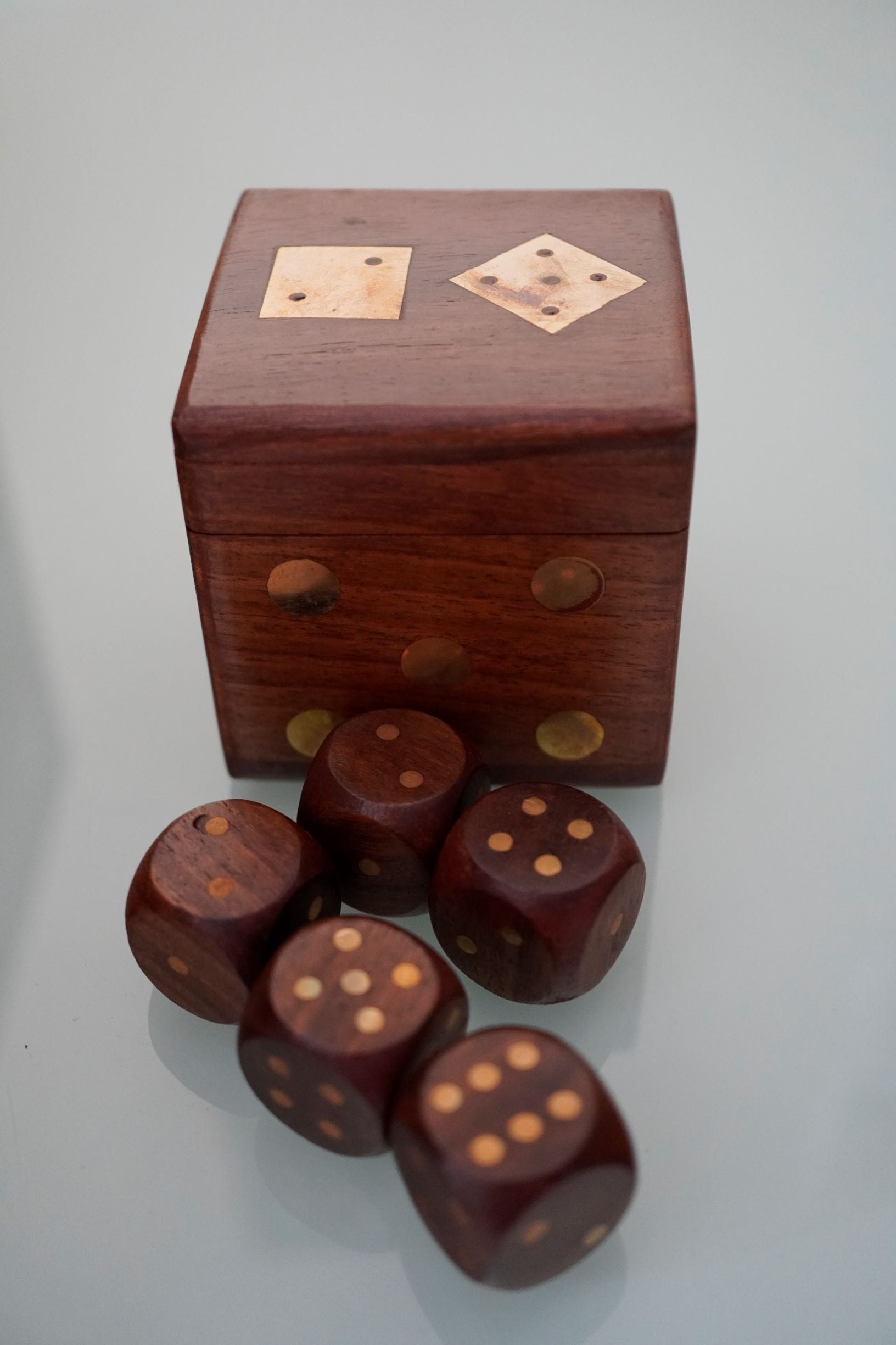 Vintage Wooden Dice Set Box With 5 Dices Inside in Dice - Etsy