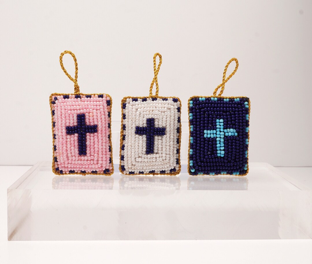 Christian Traditional Amulet With Beads and Gold Thread Rectangular ...
