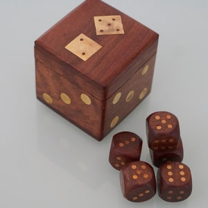 Vintage Wooden Dice Set Box With 5 Dices Inside in Dice - Etsy