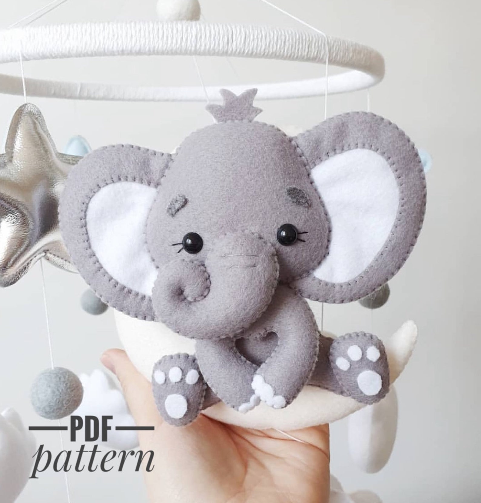 Elephant off the Moon Felt Pattern/ Elephant Pdf Pattern - Etsy