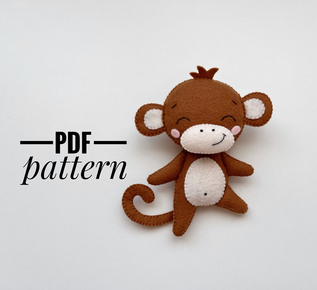 Monkey Felt Pattern / Safari Animal Pattern - Etsy