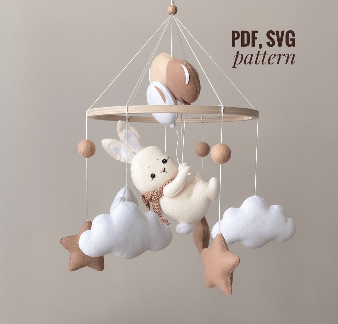 Baby Mobile PDF Pattern DIY Nursery Mobile Bunny Mobile Sewing Tutorial ...