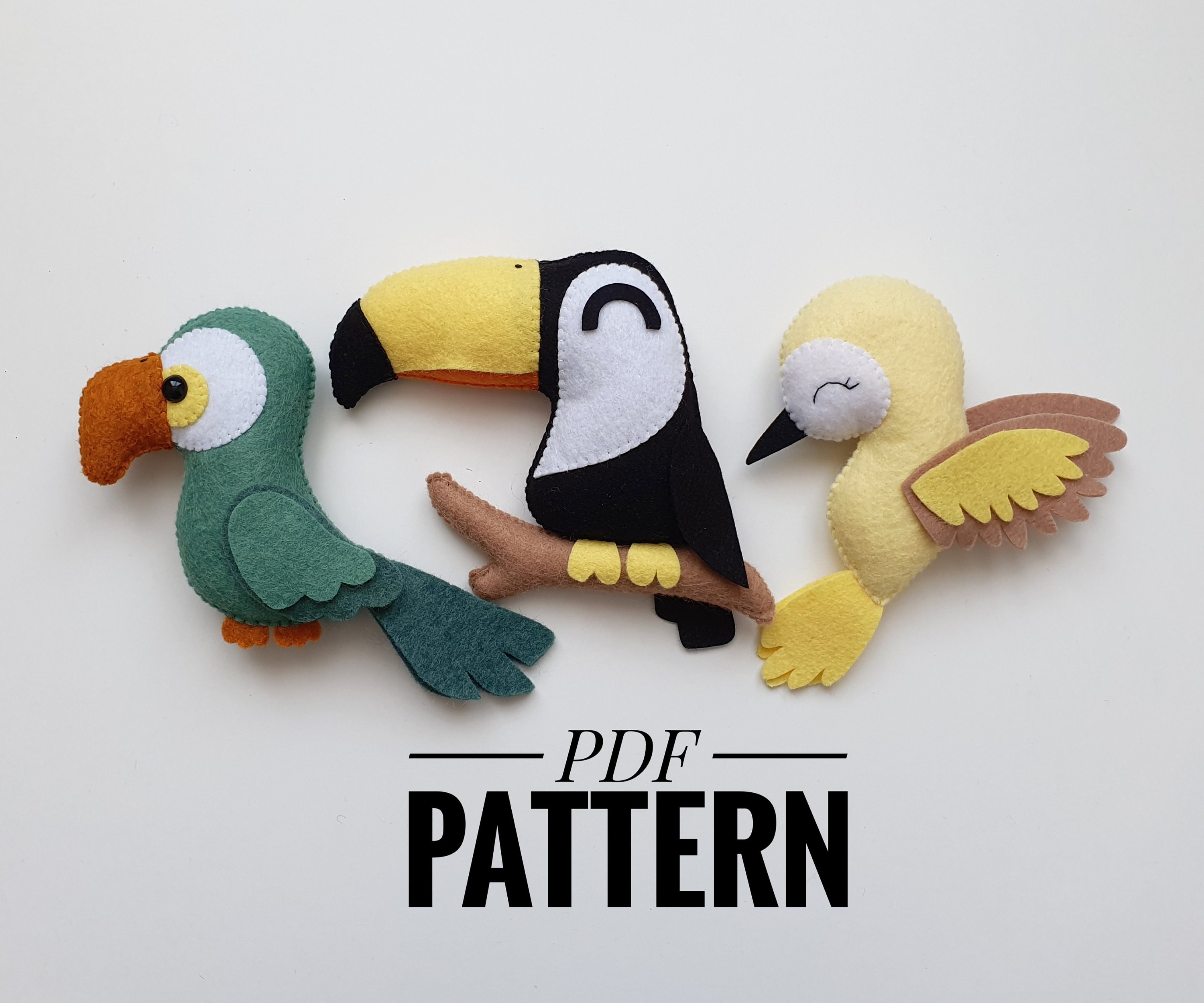 Parrot Toucan Hummingbirds Felt Pattern/ Tropical Bird PDF - Etsy