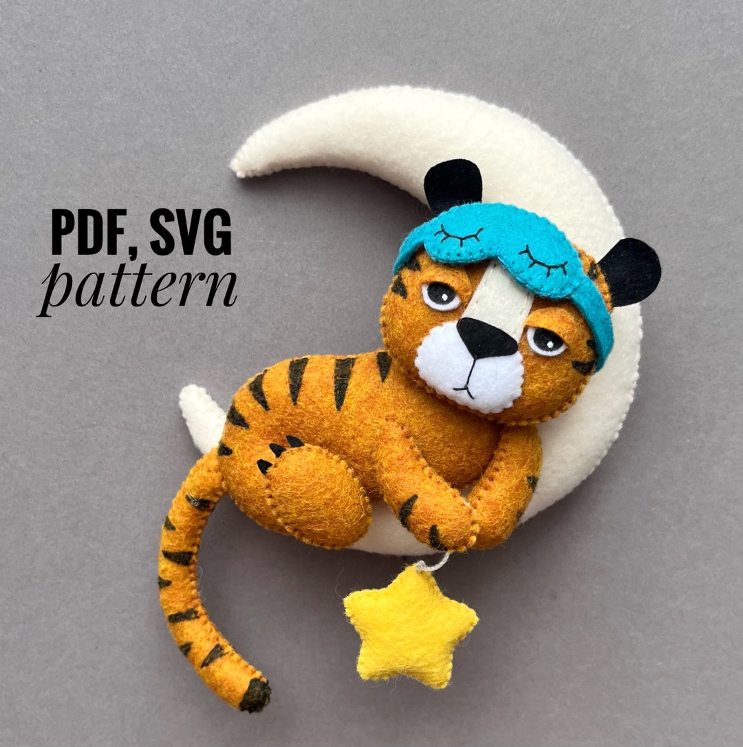 Tiger on the Moon Felt Pattern, PDF Pattern DIY Tiger Toy - Etsy