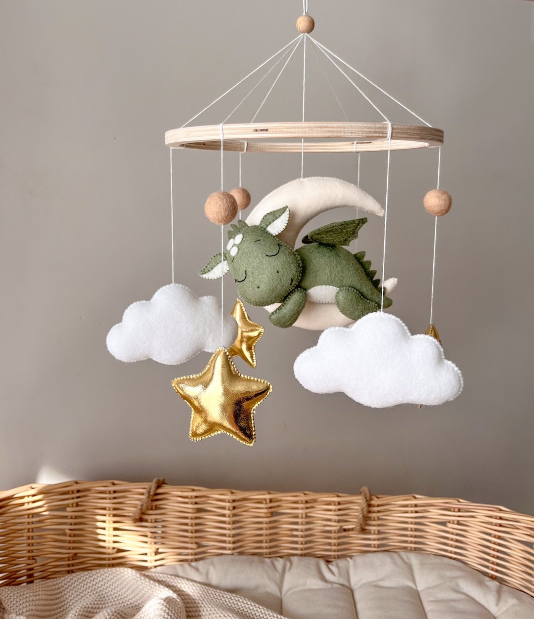 Green Dragon of the Moon Crib Mobile for Baby Dragon Nursery Decor - Etsy