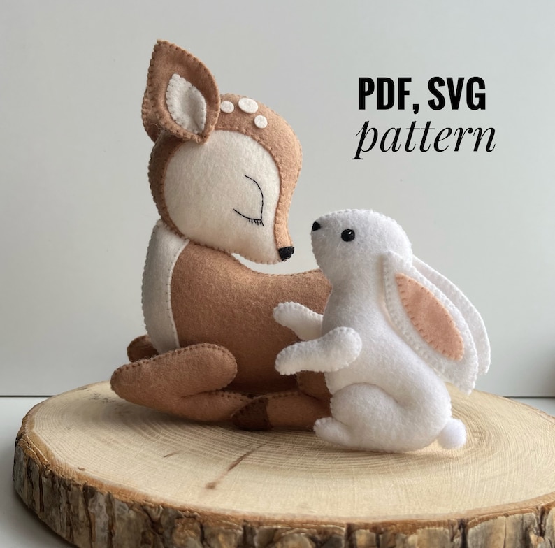 Deer and Bunny Felt Pattern, PDF Pattern Deer and Baby - Etsy