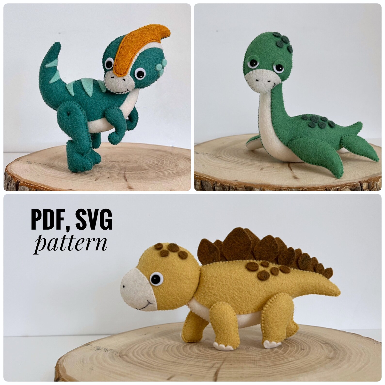 Dinosaur Felt Pattern, PDF SVG Pattern - Etsy