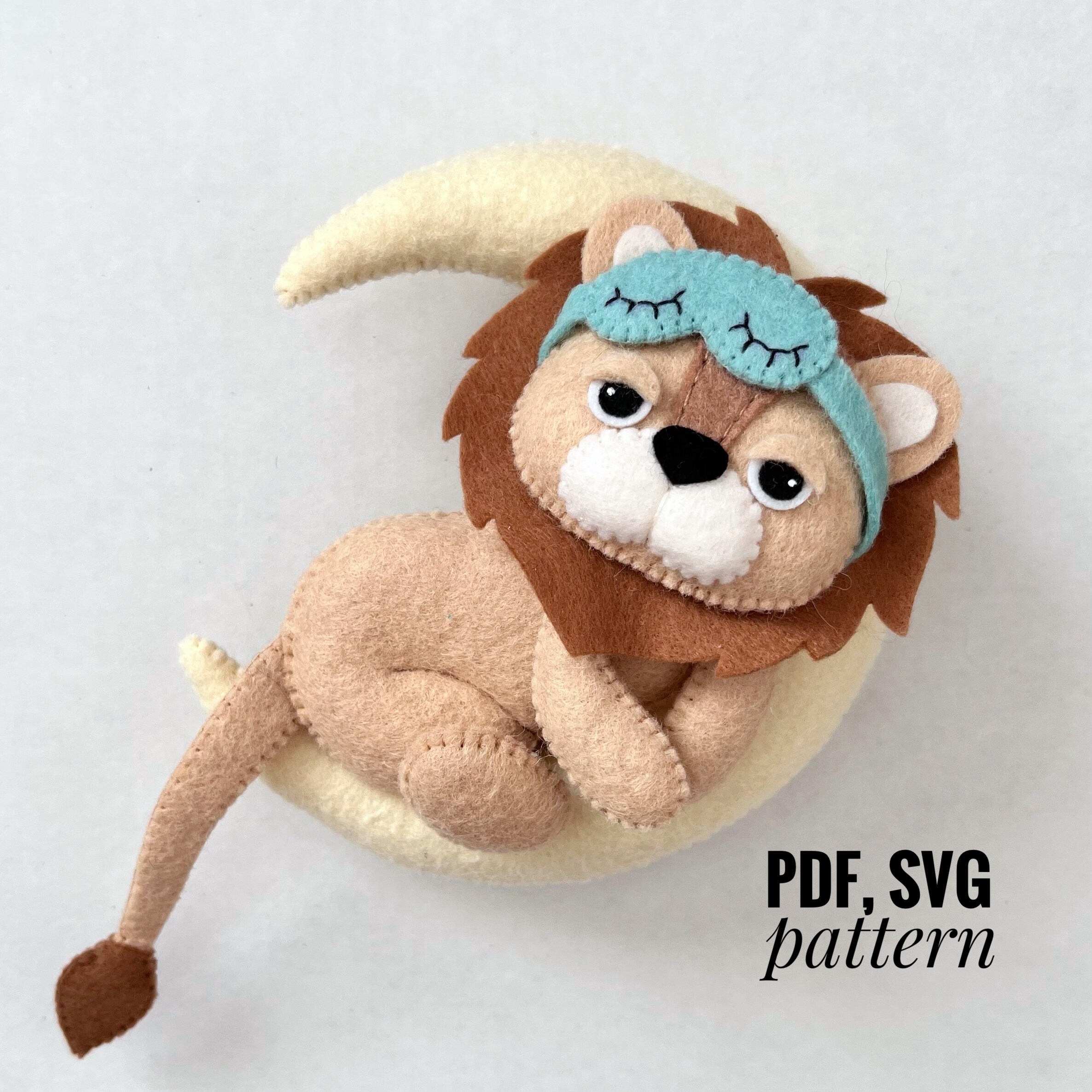 Lion on the Moon Felt Pattern, PDF Pattern Deer and Baby - Etsy