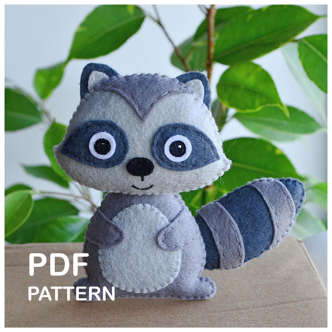 Raccoon Felt Pattern, Woodlands Animals PDF Pattern - Etsy
