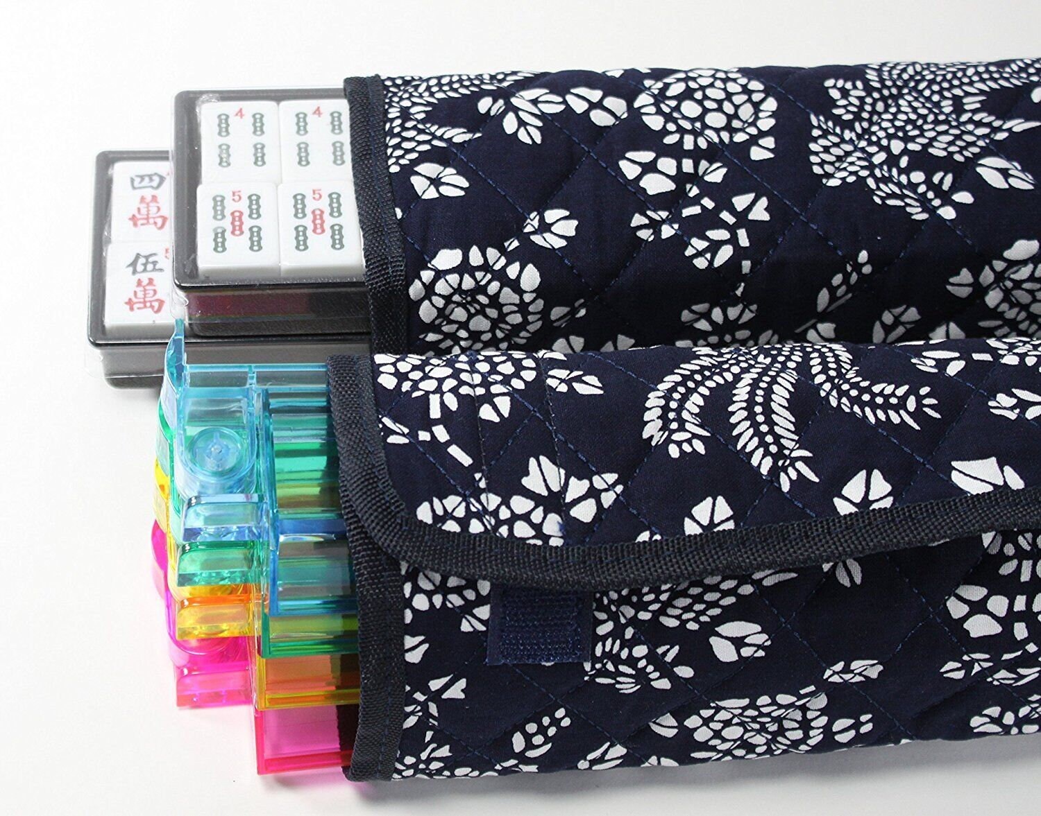 166 Tile American Mahjong Set Blue Phoenix Soft Bag 4 Color Pusher ...
