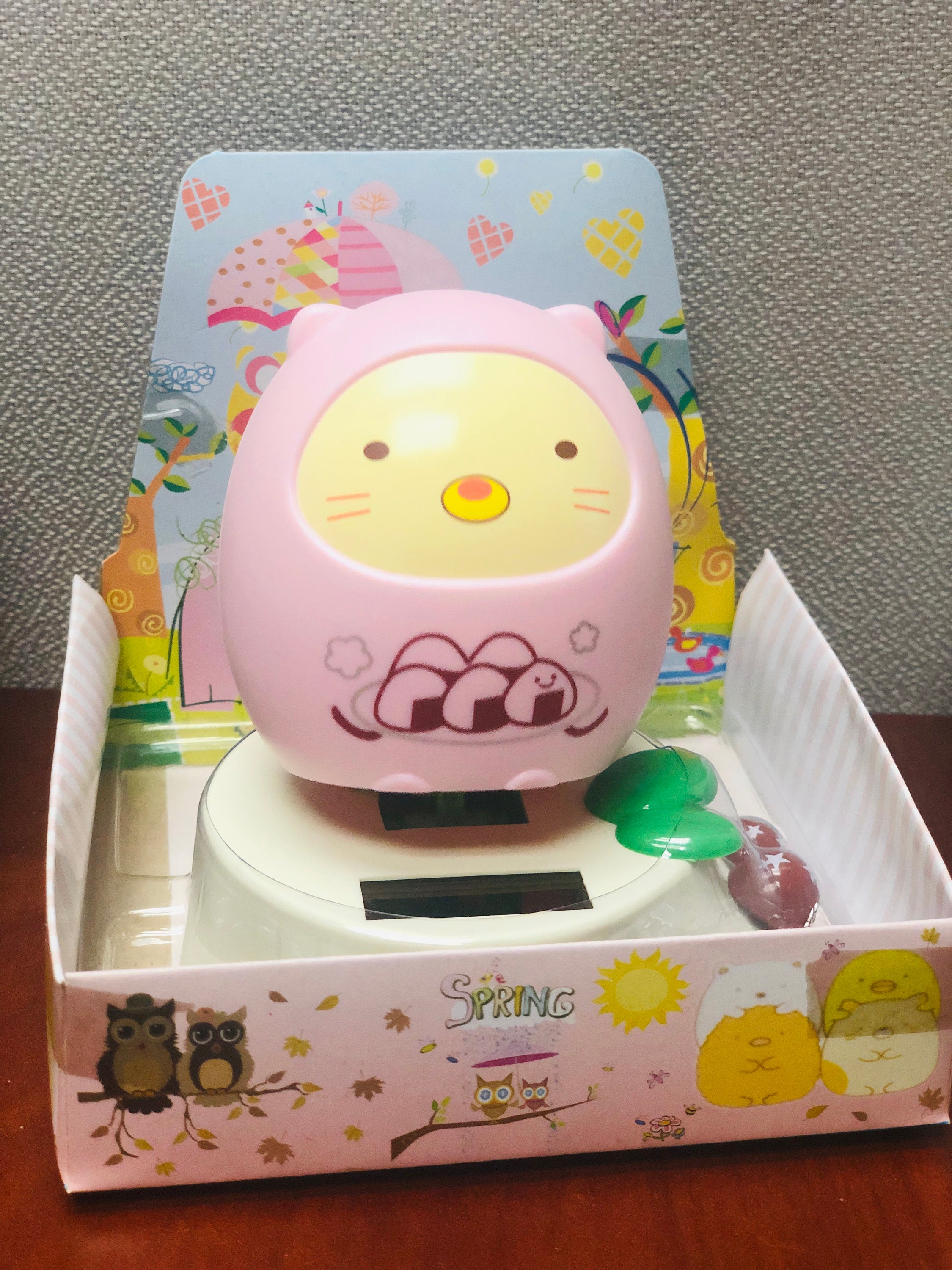 Solar Power Desk Toys Pink Sumikko Neko Cat in Dinosaur Costume ...