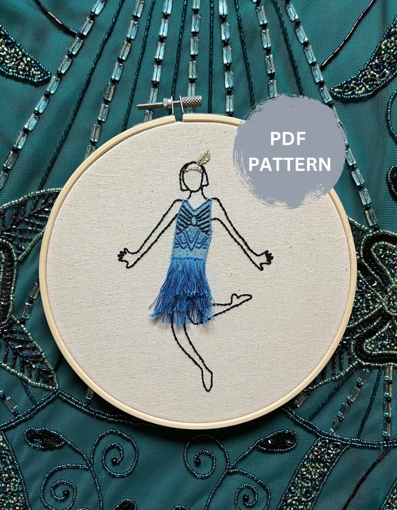 1920s Flapper Dress Embroidery PDF Pattern by Tigertailtextiles // Art ...