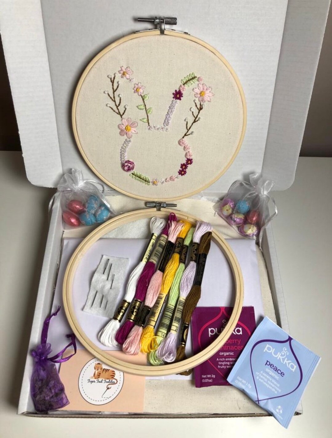 Easter Bunny Mindful Embroidery Kit by Tigertailtextiles // Rabbit Gift ...
