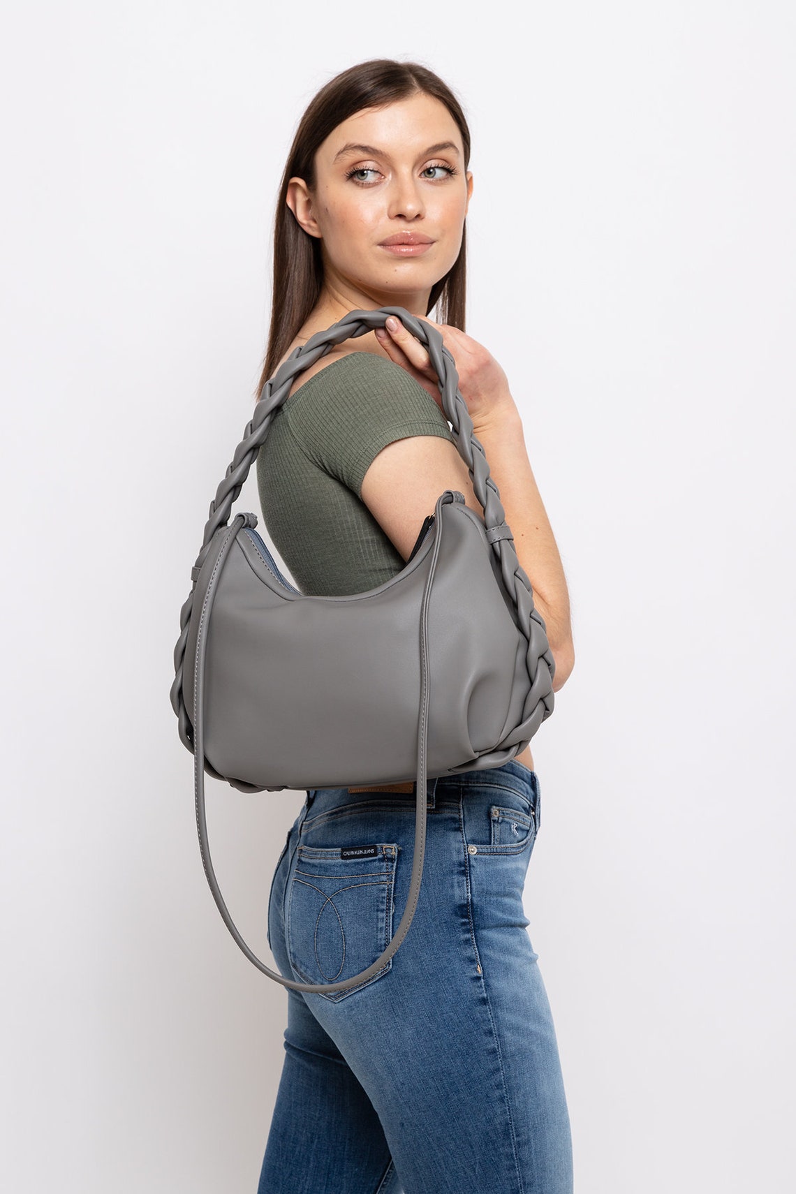Handtasche geflochtener Lederhenkel Frauen Handtasche Leder | Etsy