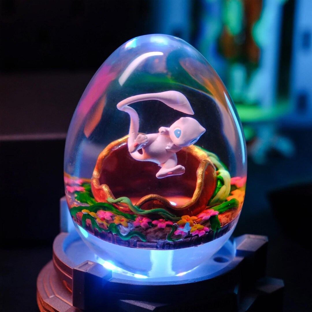 Pokemon Mew Resin Egg Lamp LED Night Light Handmade Mythical Psychic ...