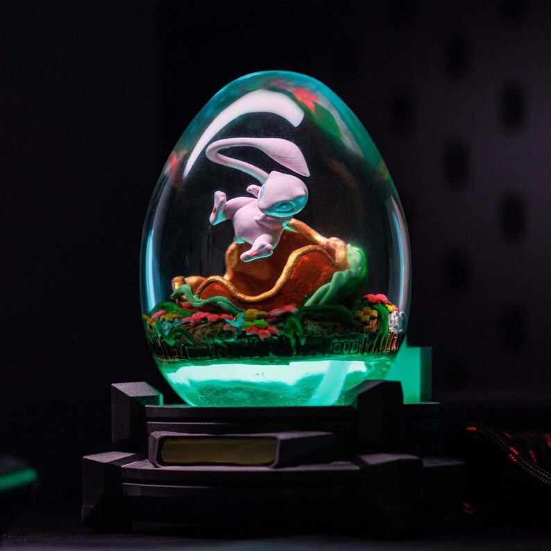 Pokemon Mew Resin Egg Lamp LED Night Light Handmade Mythical Psychic ...