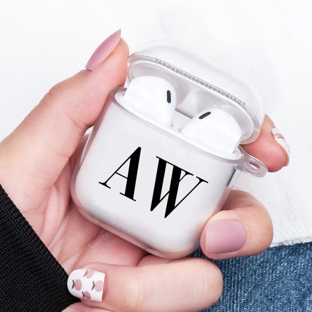 Grand monogramme personnalisé Clear Shock Proof AirPod Case ...