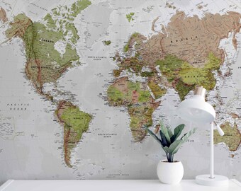 World Map Wallpaper | Etsy Canada