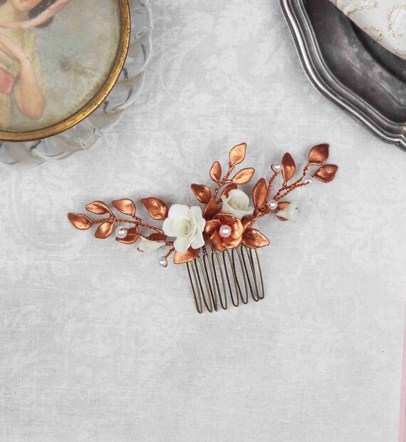 Copper hair comb Antique style Bridal hair piece Bridal | Etsy