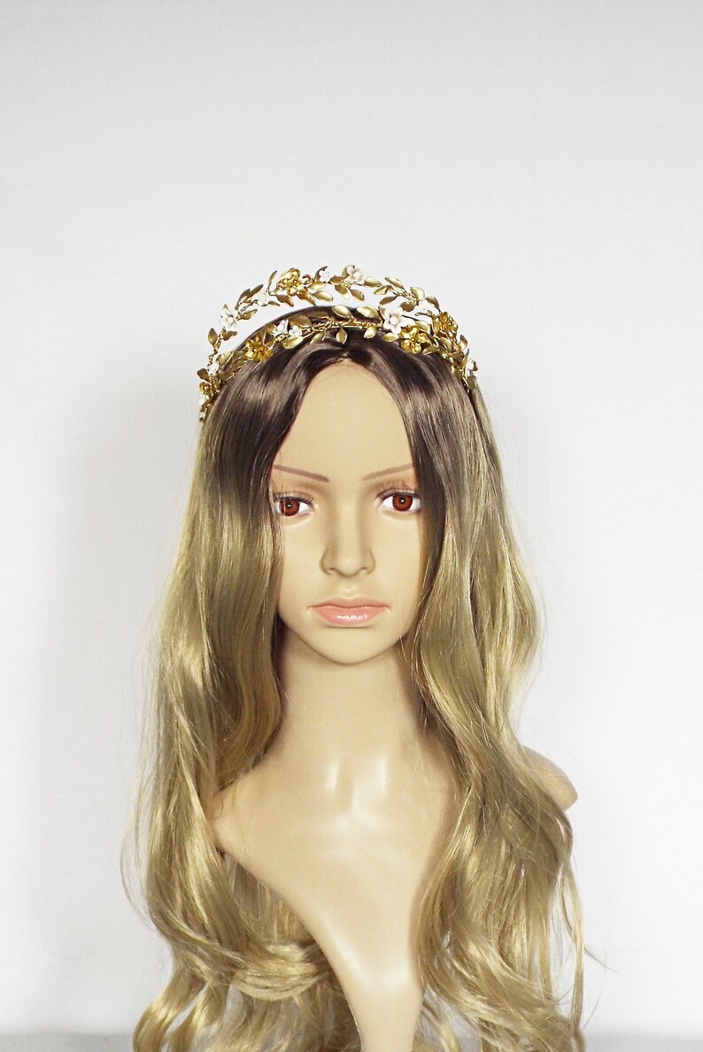 Gold Tiara Gold Bridal Crown Gold Leaf Headpiece 176 - Etsy