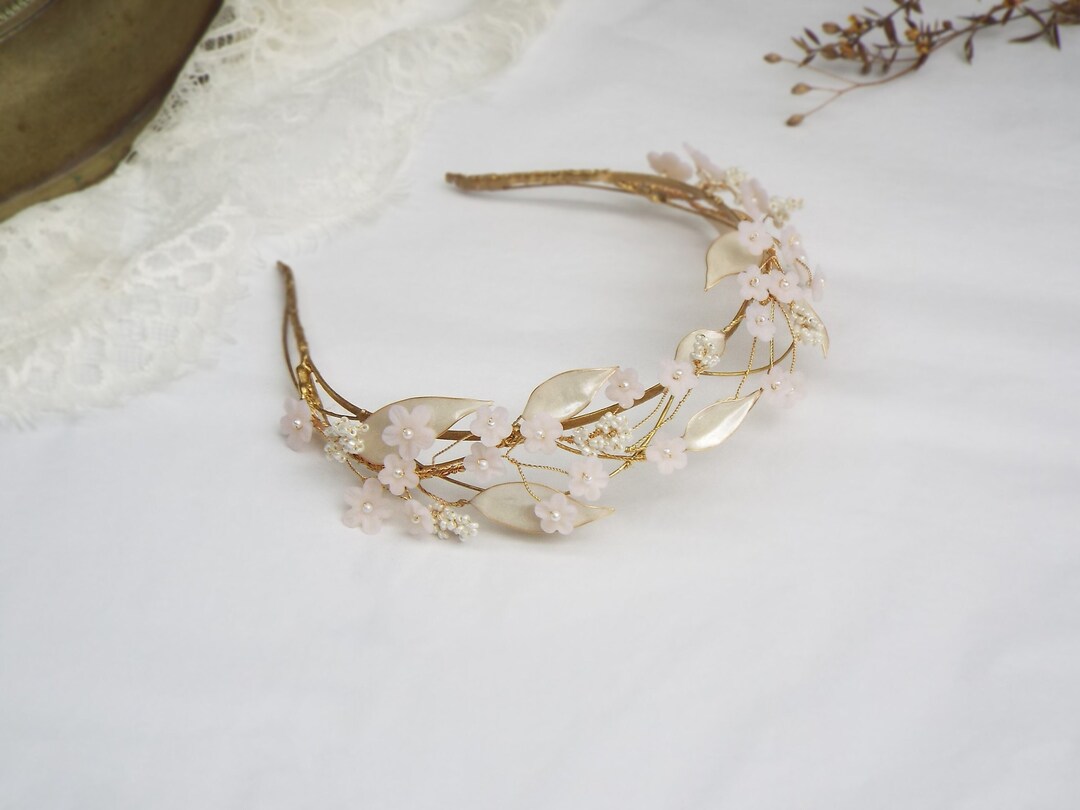 Bridal Tiara, Beaded Bridal Headpiece, Golden Bridal Crown, Tiara ...