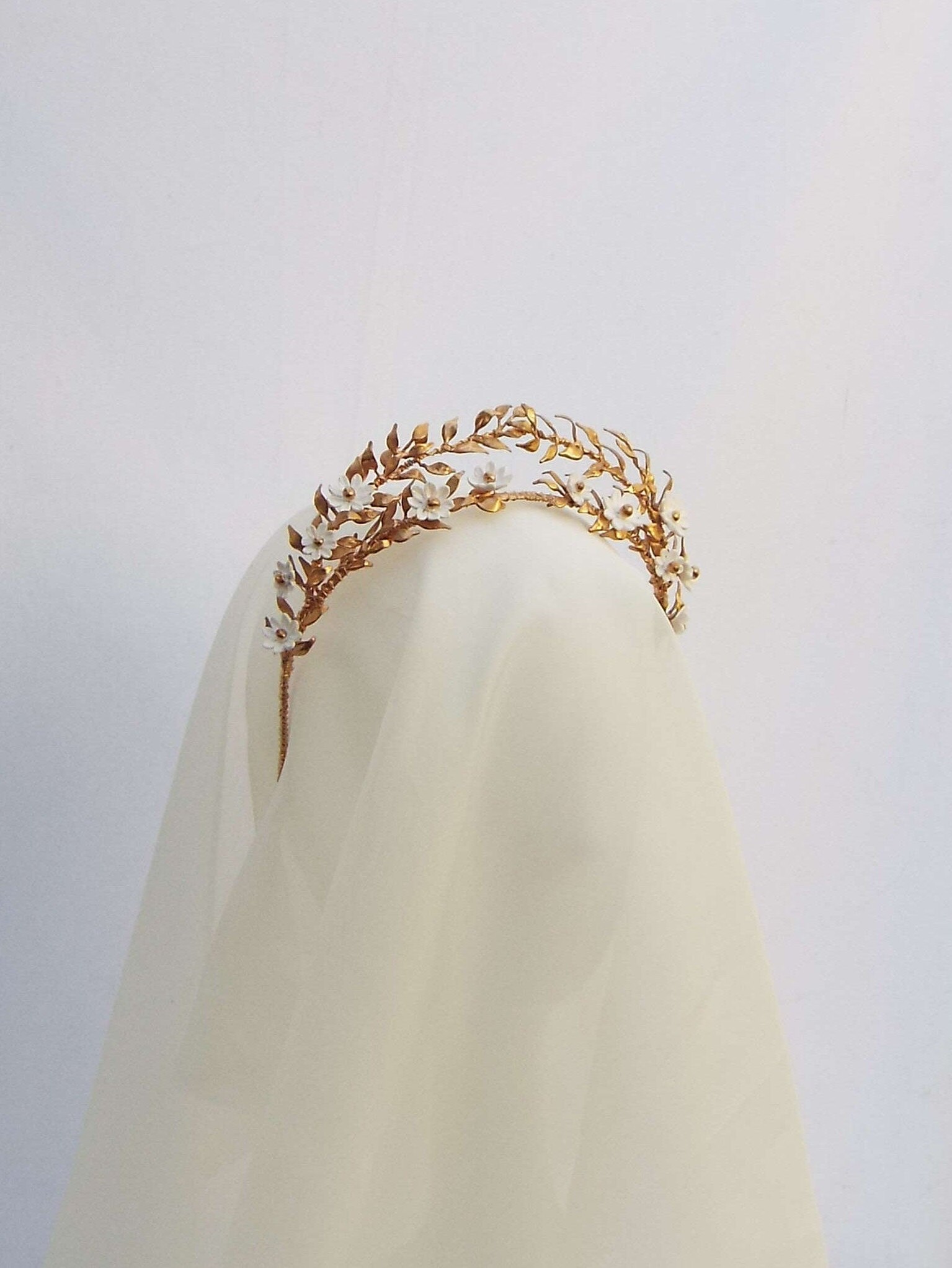 Bronze bridal Crown Bronze tiara 70s style wedding Daisy | Etsy