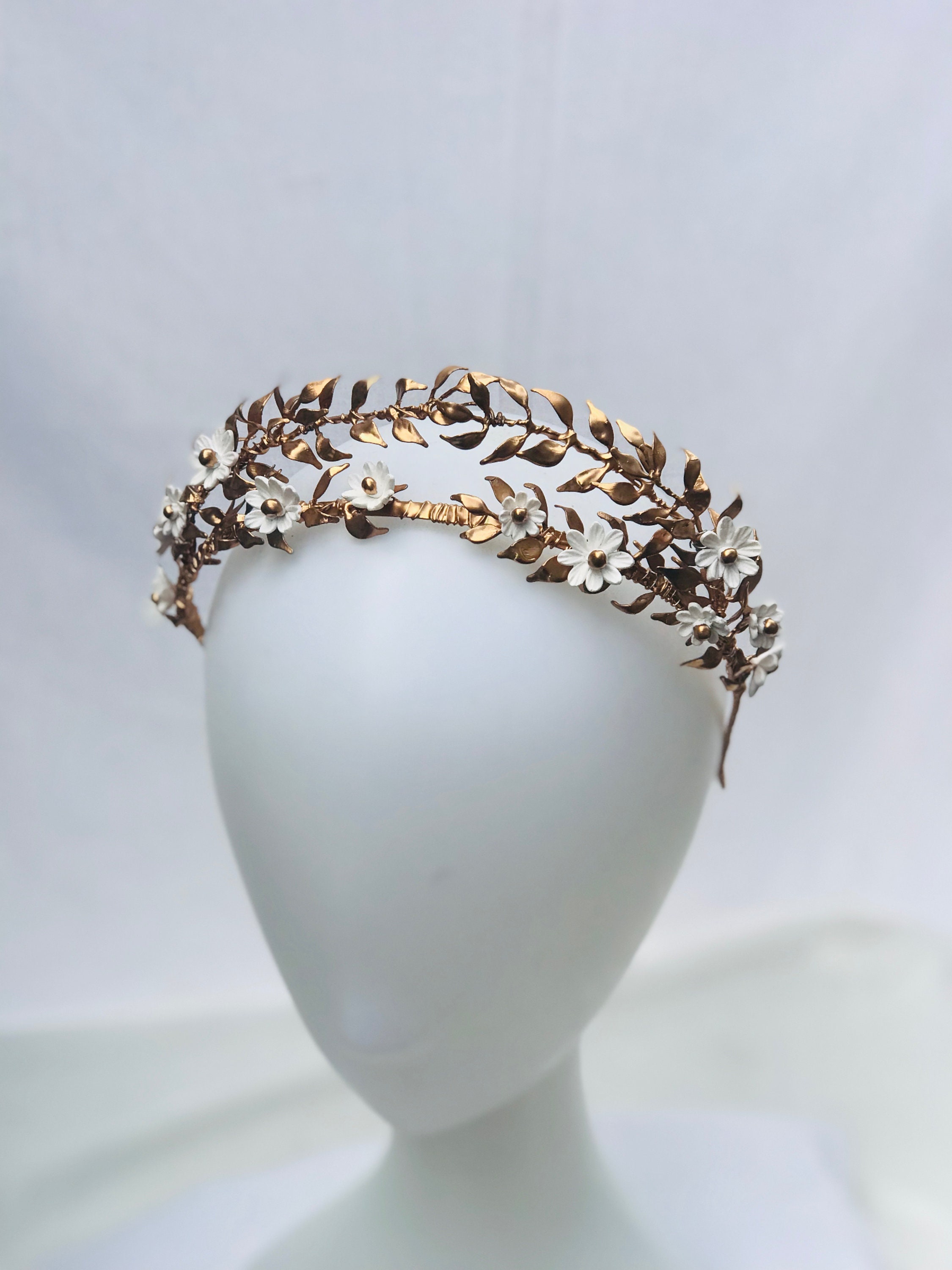 Bronze bridal Crown Bronze tiara 70s style wedding Daisy | Etsy