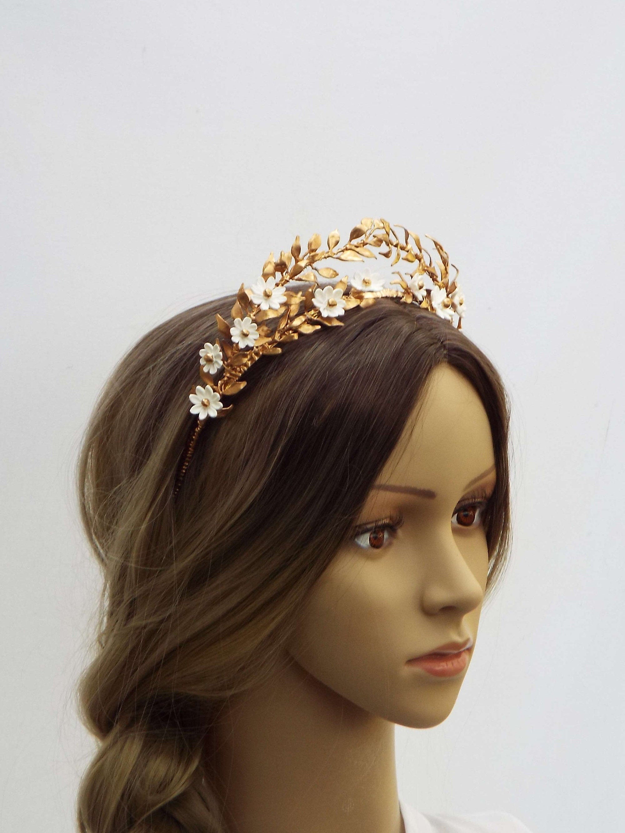 Bronze bridal Crown Bronze tiara 70s style wedding Daisy | Etsy