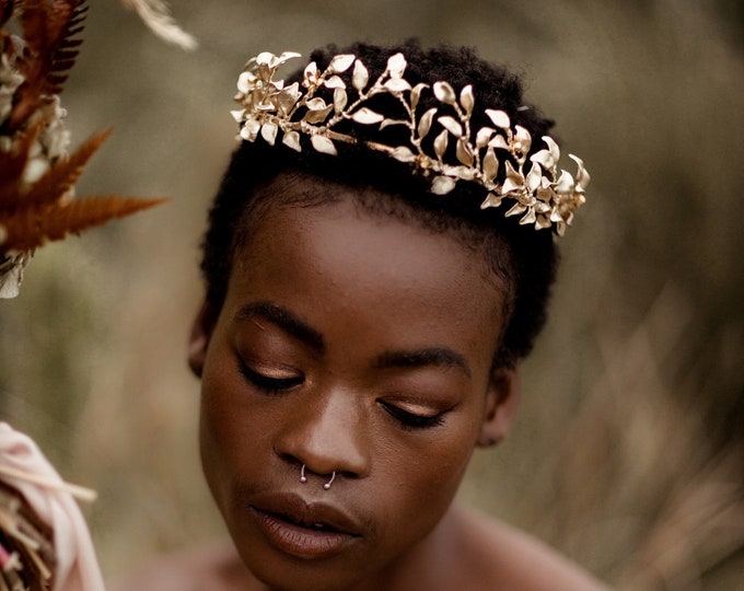 Gold Bridal Tiara, Myrtle Bridal Crown, Gold Wedding Crown, Bridal ...