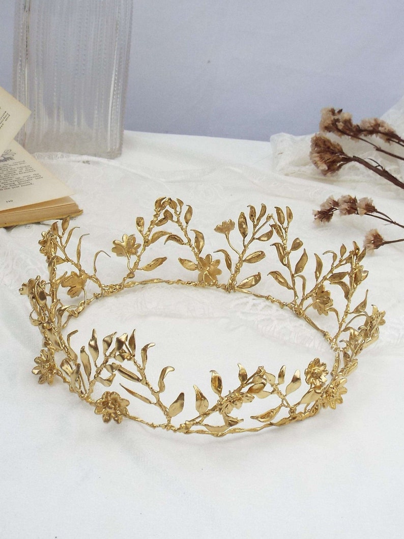 Gold Leaf Crown Pointed Crown Myrtle Leaf Tiara Eastern | Etsy